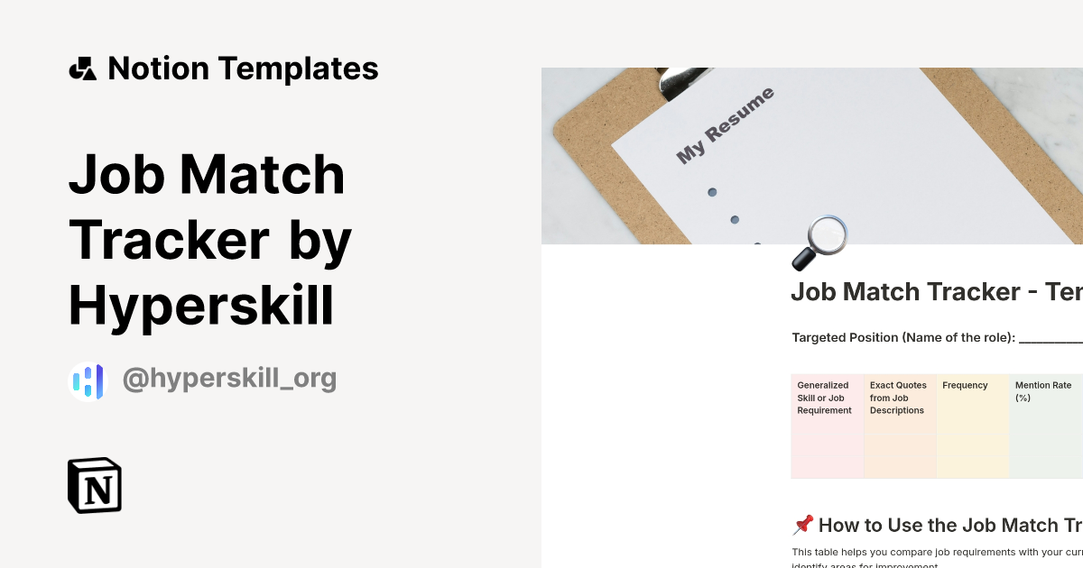 Job Match Tracker by Hyperskill Template | Notion Marketplace