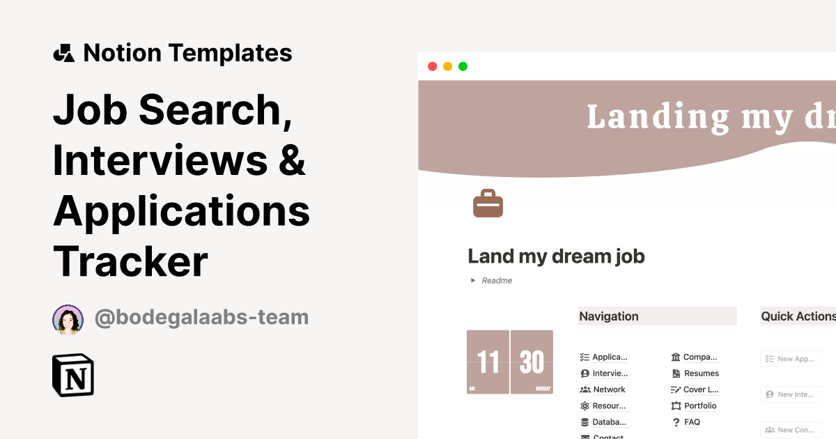 Job Search, Interviews & Applications Tracker Template | Notion Marketplace