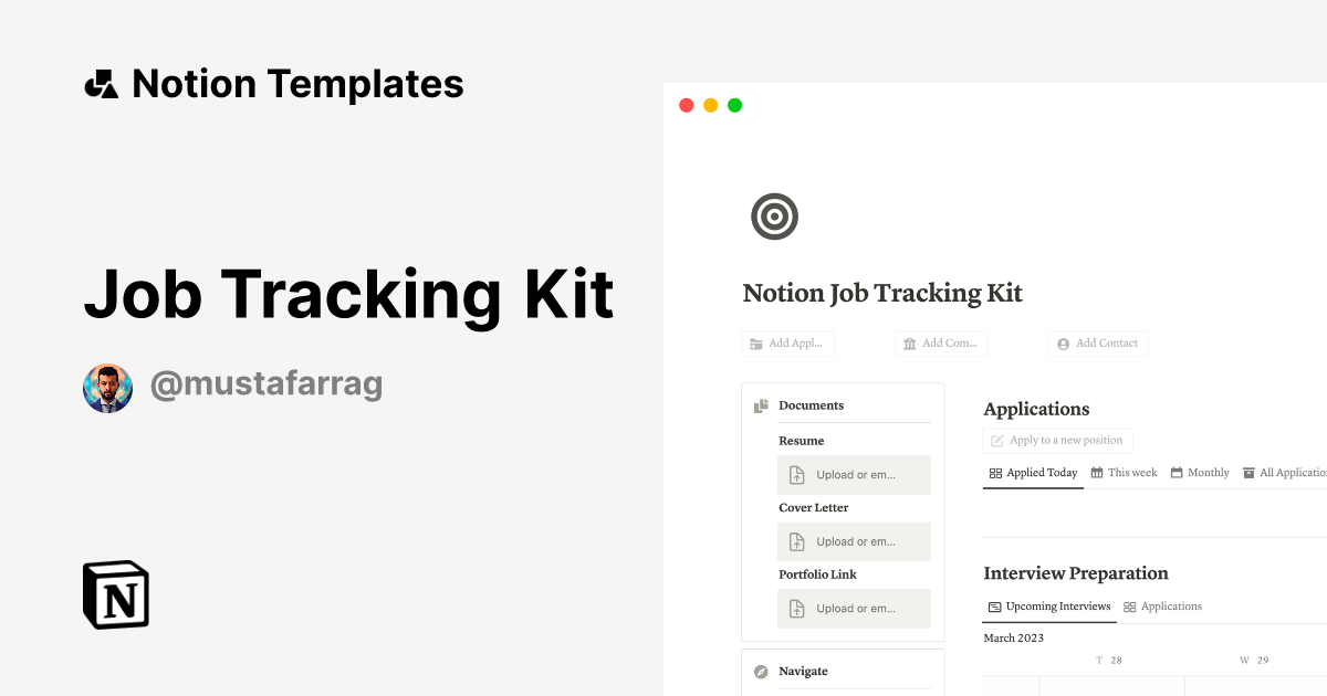 Job Tracking Kit Template | Notion Marketplace