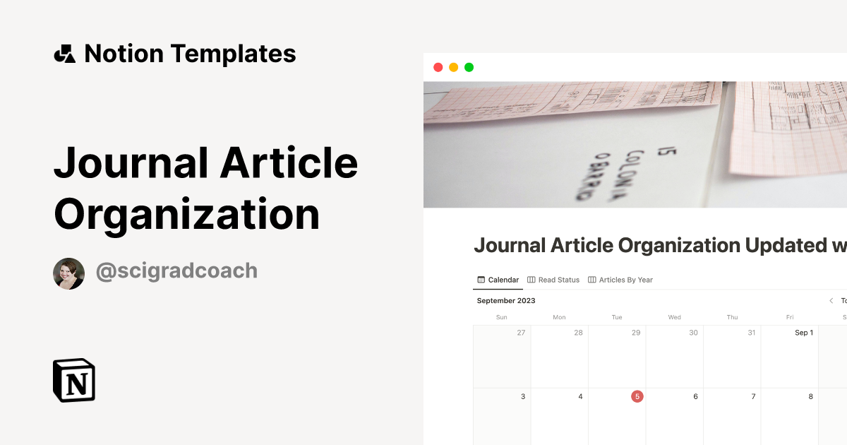 Journal Article Organization Template by Science Grad School Coach | Notion Marketplace
