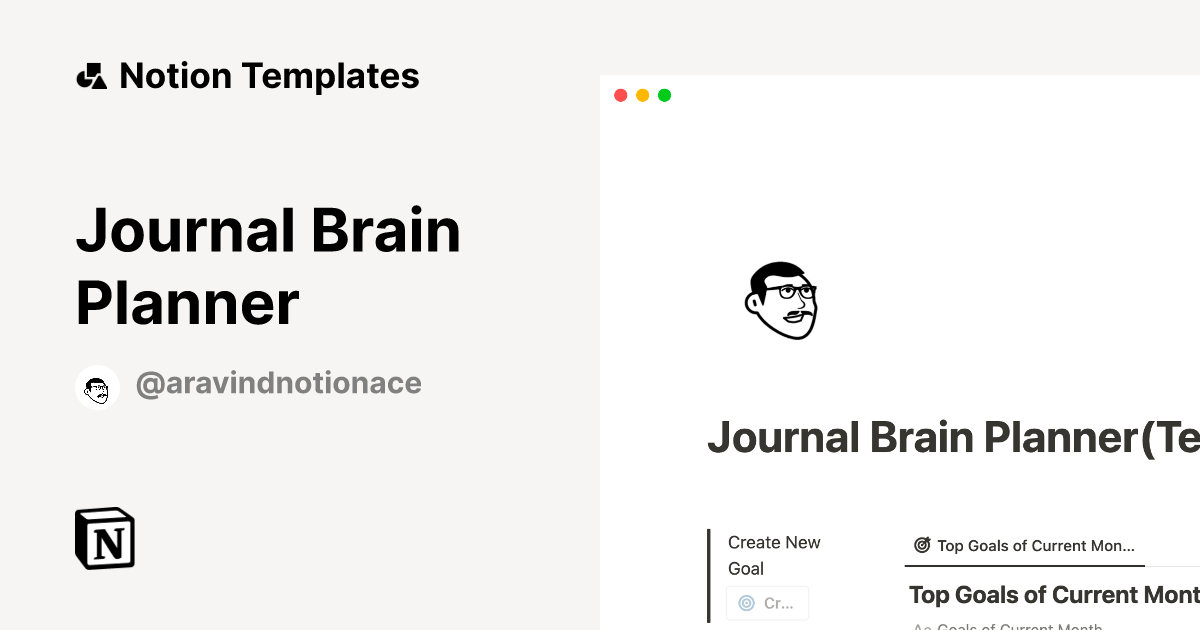 Journal Brain Planner Template | Notion Marketplace