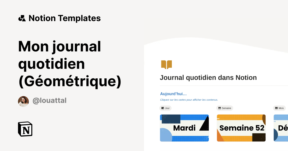 Mon journal quotidien (Géométrique) Template by Lou Attal Studio ...