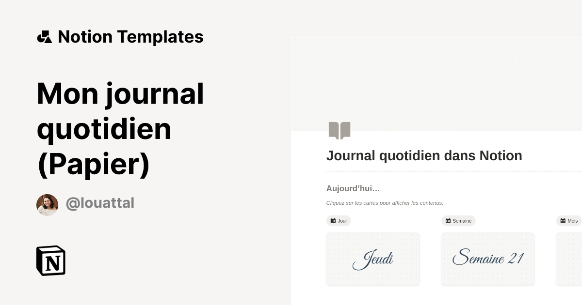 Mon journal quotidien (Papier) Template | Notion Marketplace