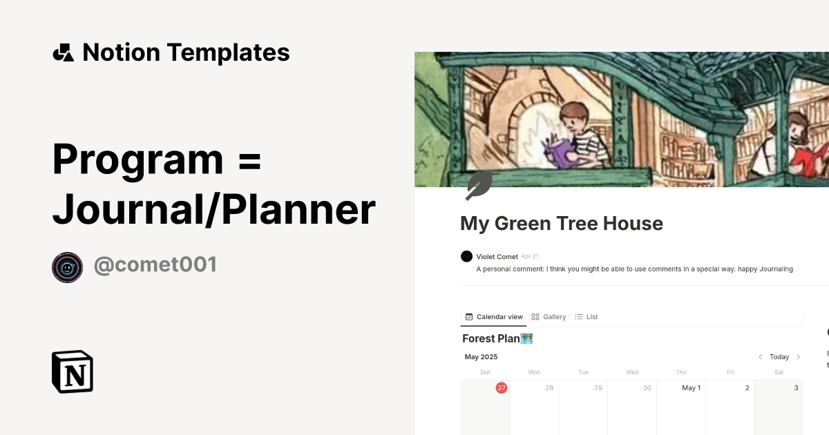Program = Journal/Planner Template by Violet Comet | Notion Marketplace