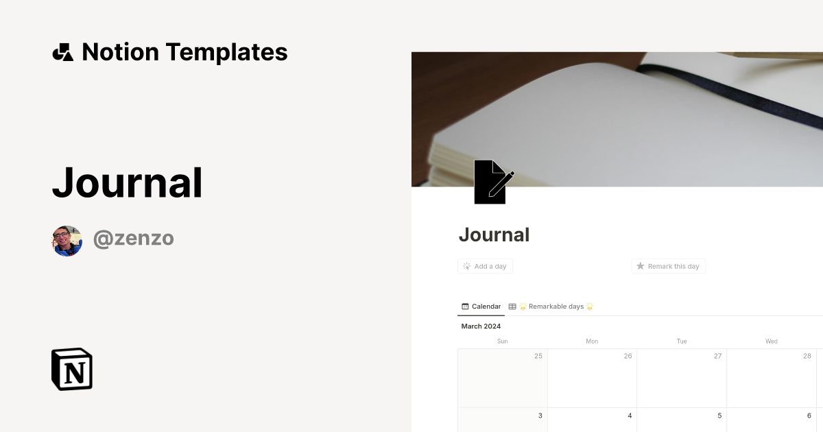 Journal Template | Notion Marketplace