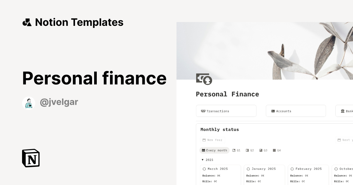 Personal finance Template | Notion Marketplace