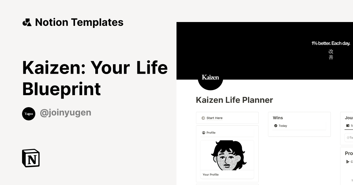 Kaizen: Your Life Blueprint Template by Yugen | Notion Marketplace