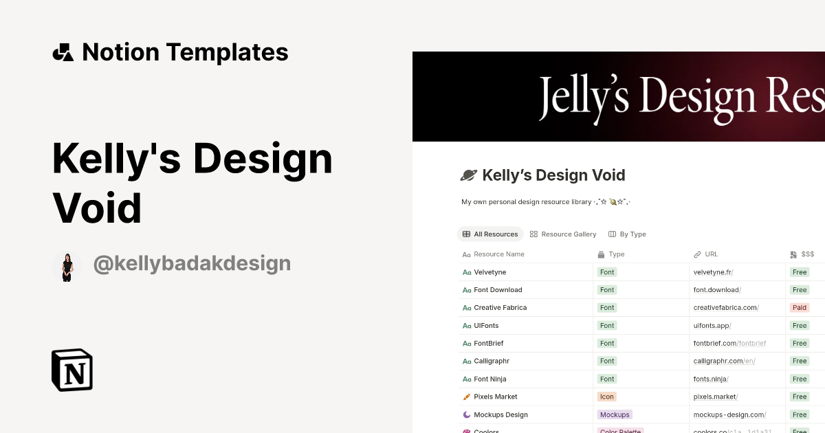Kelly's Design Void Template by kellybadakdesign | Notion Marketplace