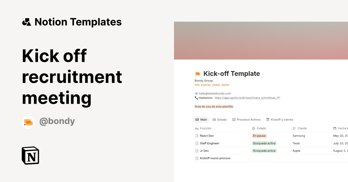 Kick off recruitment meeting Template | Notion Marketplace