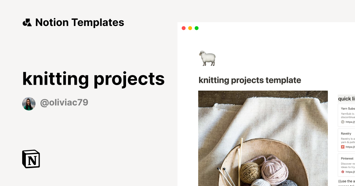 knitting projects Template by Oliviac79 | Notion Marketplace