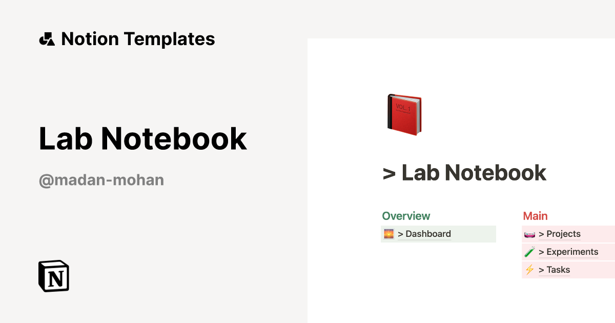 Lab Notebook Template by Madan Mohan | Notion Marketplace