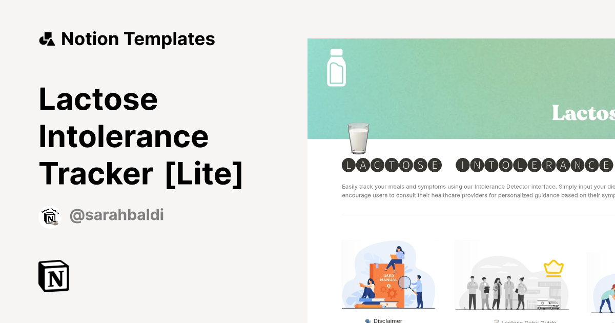 Lactose Intolerance Tracker [Lite] Template by Sarah Baldi | Notion ...