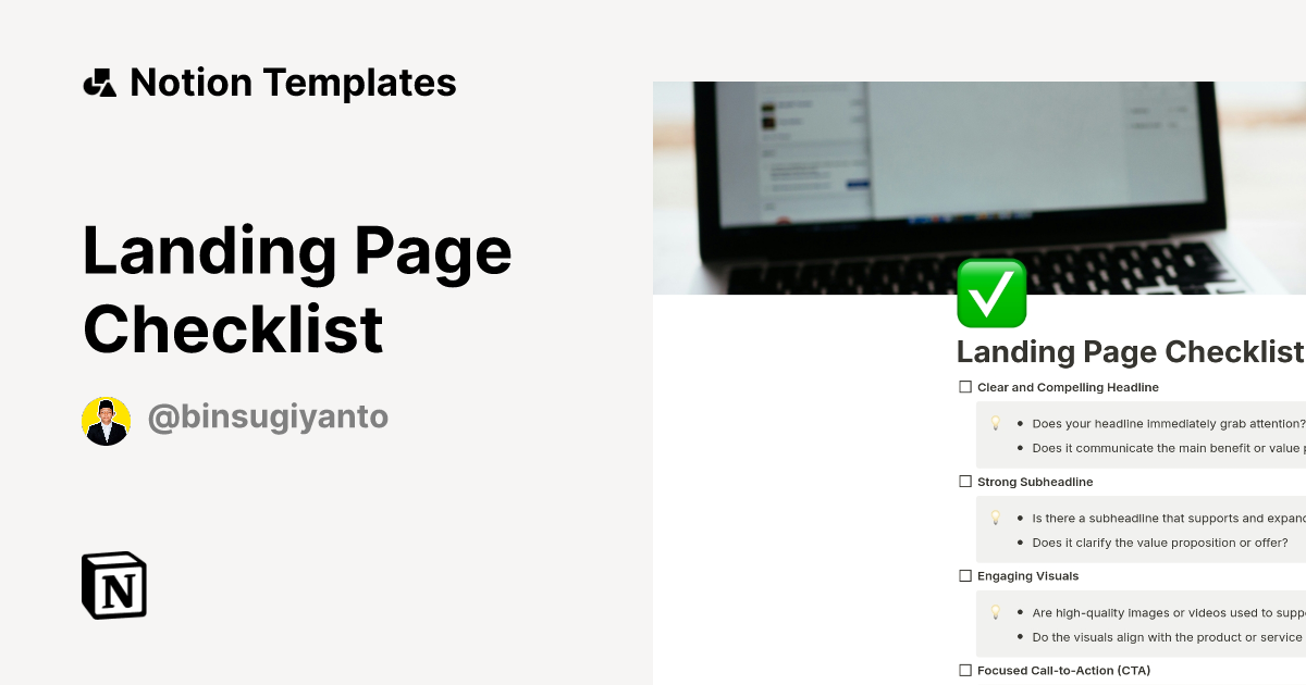 Landing Page Checklist Template | Notion Marketplace