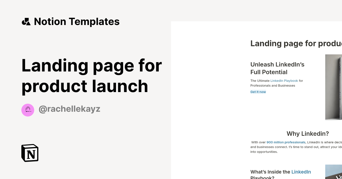 Landing page for product launch Template by Simple Setups | Notion Marketplace