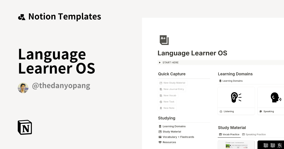Language Learner OS Template | Notion Marketplace