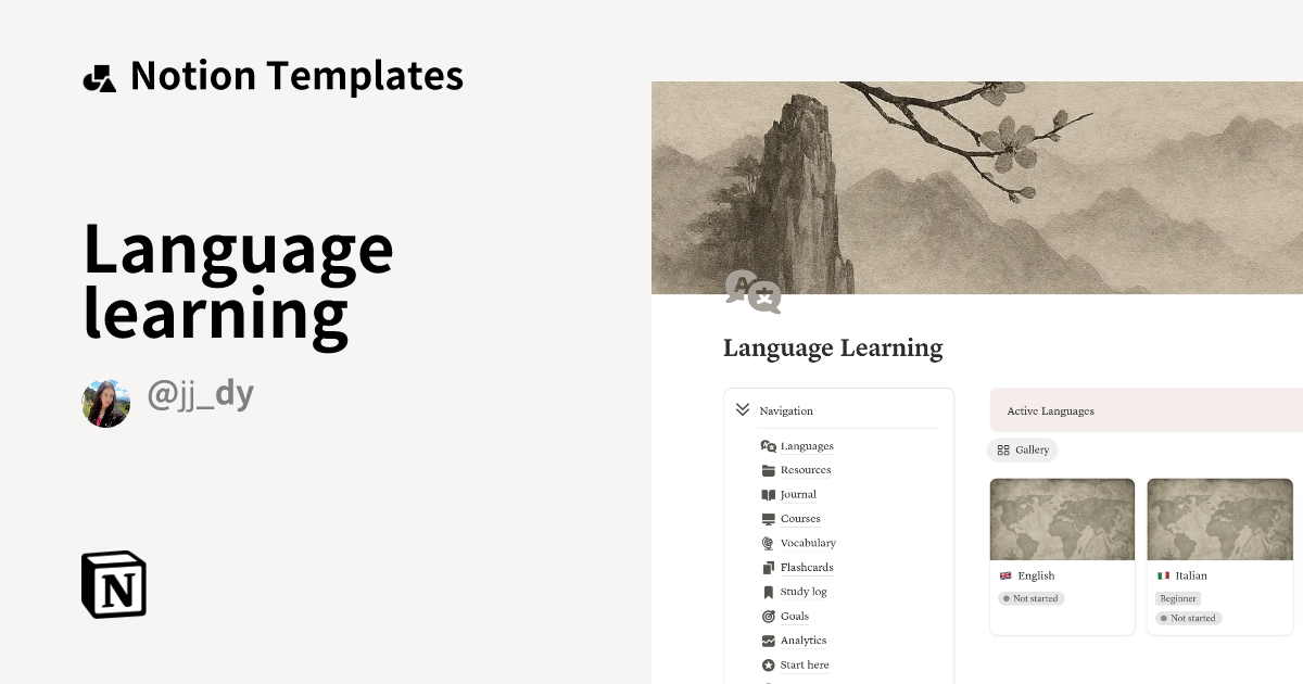 Language learning Template by JDY | Notion Marketplace