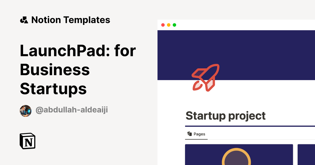 LaunchPad: for Business Startups Template by Abdullah Aldeaiji | Notion Marketplace