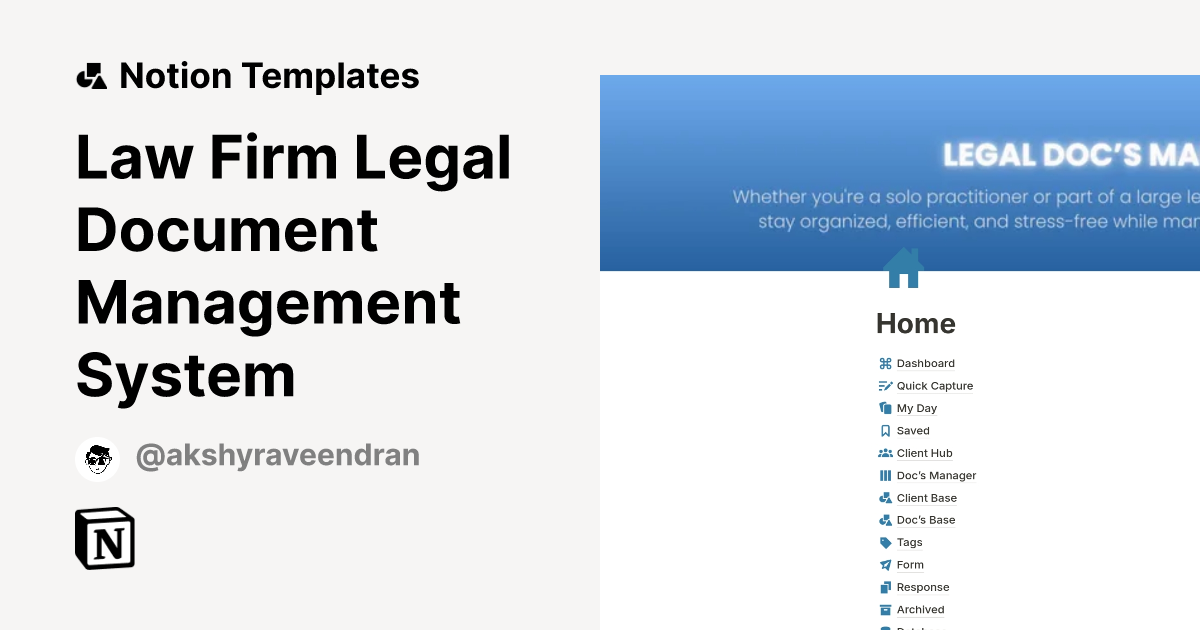 Law Firm Legal Document Management System Template by Akshay Raveendran ...