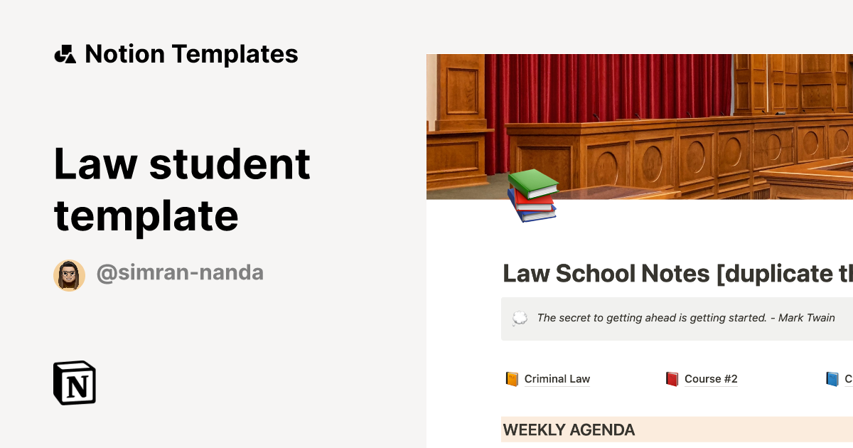 Law student template Template by Simran Nanda | Notion Marketplace
