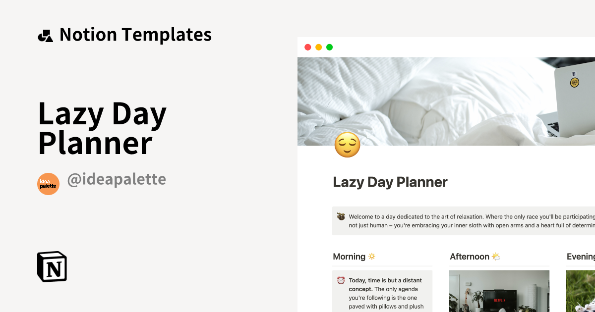 Lazy Day Planner Template | Notion Marketplace