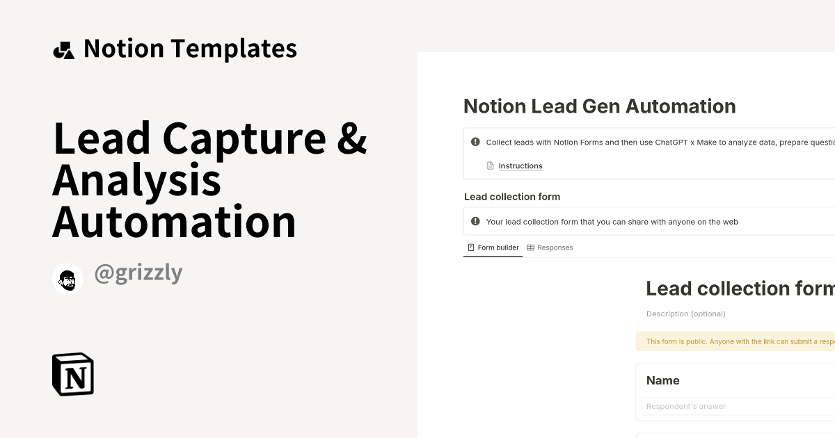 Lead Capture & Analysis Automation Template | Notion Marketplace