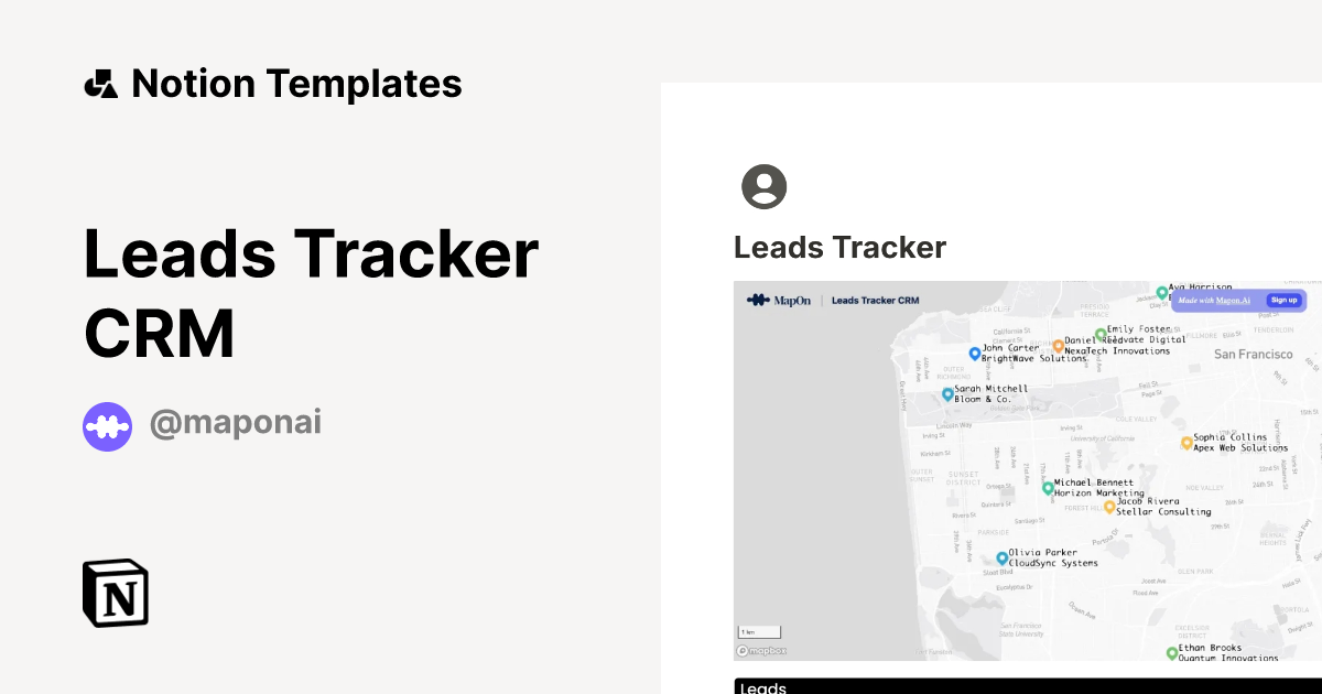 Leads Tracker CRM Template | Notion Marketplace