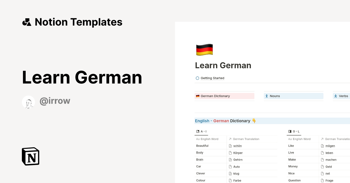 Learn German Template | Notion Marketplace