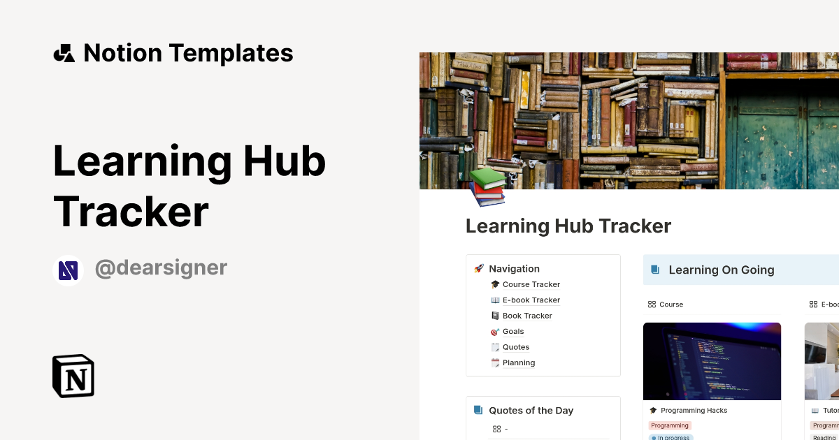 Learning Hub Tracker Template | Notion Marketplace