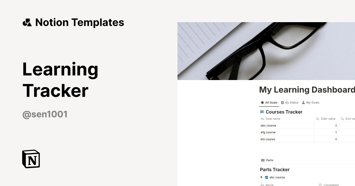 Learning Tracker Template by Sen | Notion Marketplace