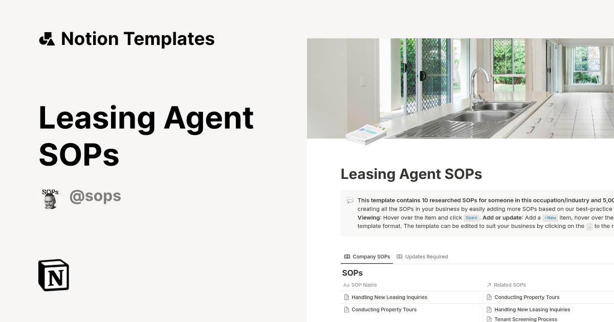 Leasing Agent SOPs Template by SOPs | Notion Marketplace