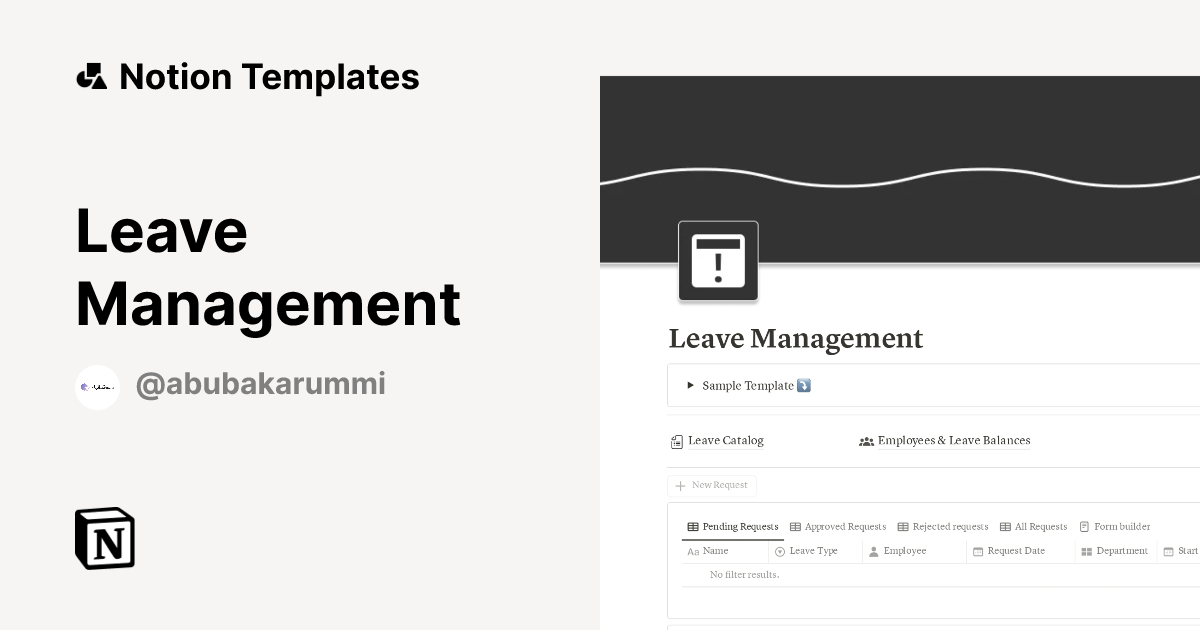 Leave Management Template by MyHueDesigns | Notion Marketplace