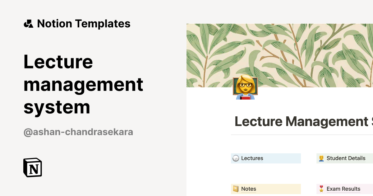 Lecture management system Template | Notion Marketplace