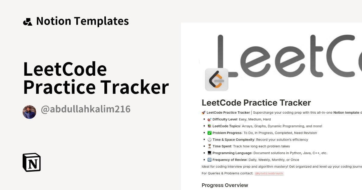 LeetCode Practice Tracker Template | Notion Marketplace