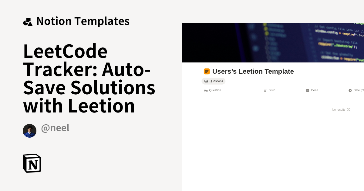 LeetCode Tracker: Auto-Save Solutions with Leetion Template by Neel ...