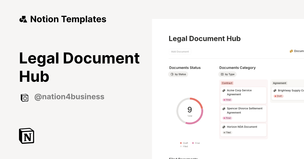 Legal Document Hub Template | Notion Marketplace