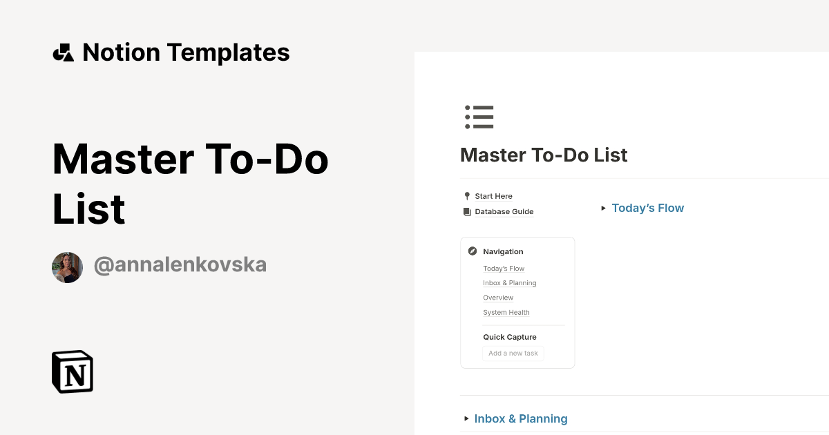 Master To-Do List Template | Notion Marketplace