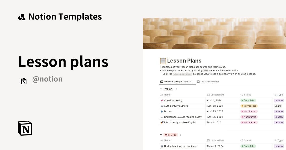 Lesson plans 2025 Template | Notion Marketplace