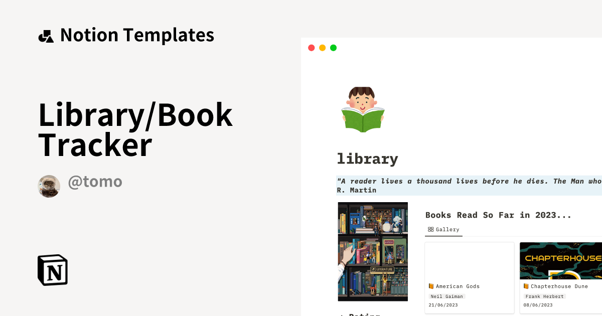 Library/Book Tracker Template | Notion Marketplace