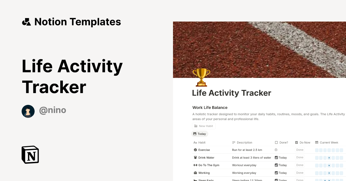 Life Activity Tracker Template | Notion Marketplace