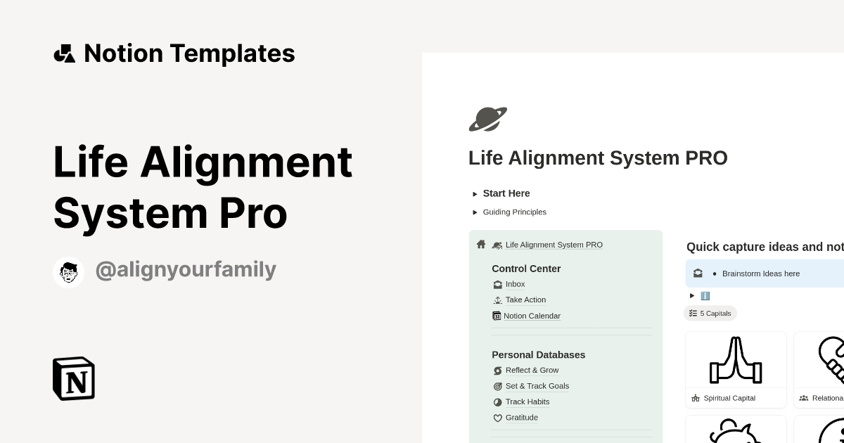 Life Alignment System Pro Template by Align Your Fam | Notion Marketplace
