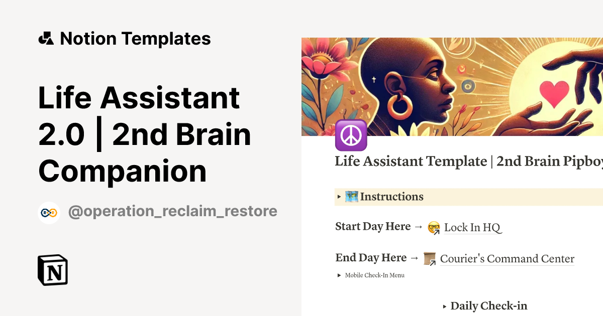 Life Assistant 2.0 | 2nd Brain Companion Template by Operation: Reclaim ...