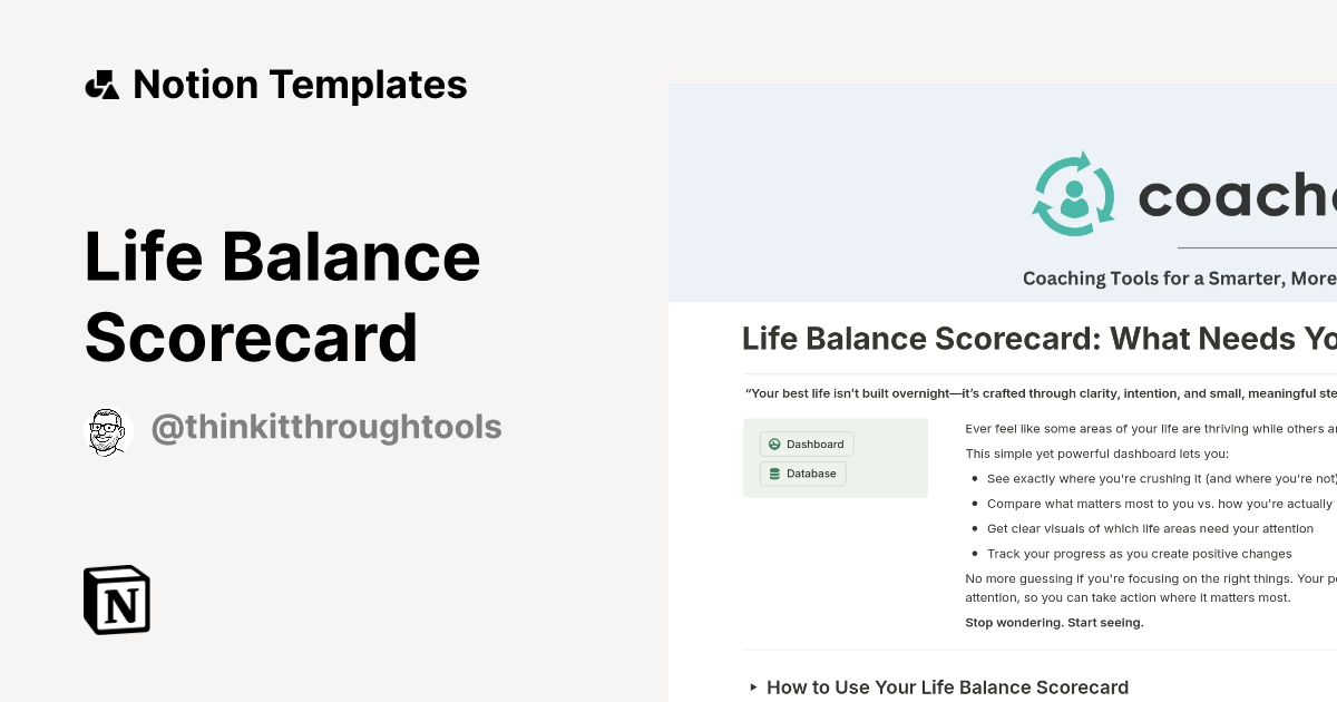Life Balance Scorecard Template | Notion Marketplace