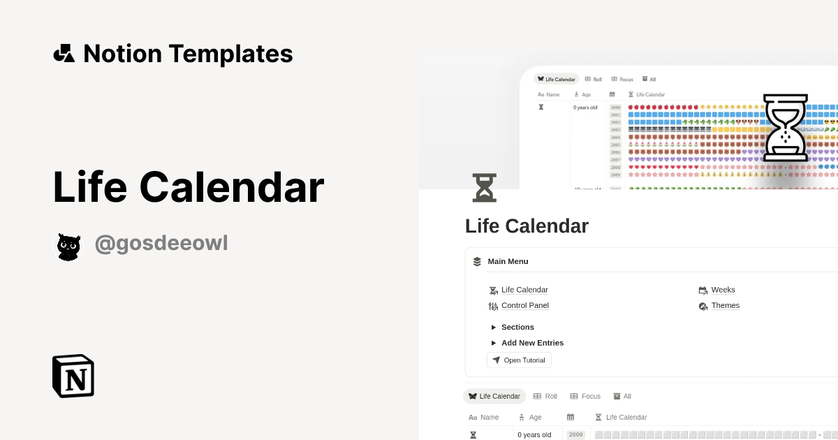 Life Calendar Template | Notion Marketplace