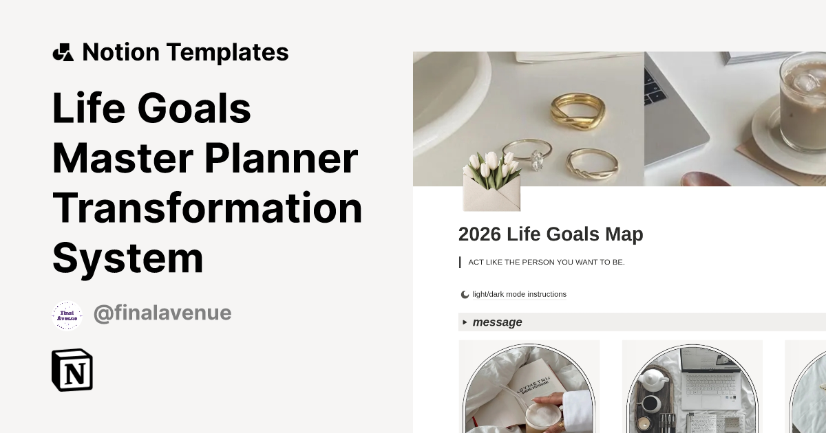 Life Goals Master Planner Transformation System Template by Final ...