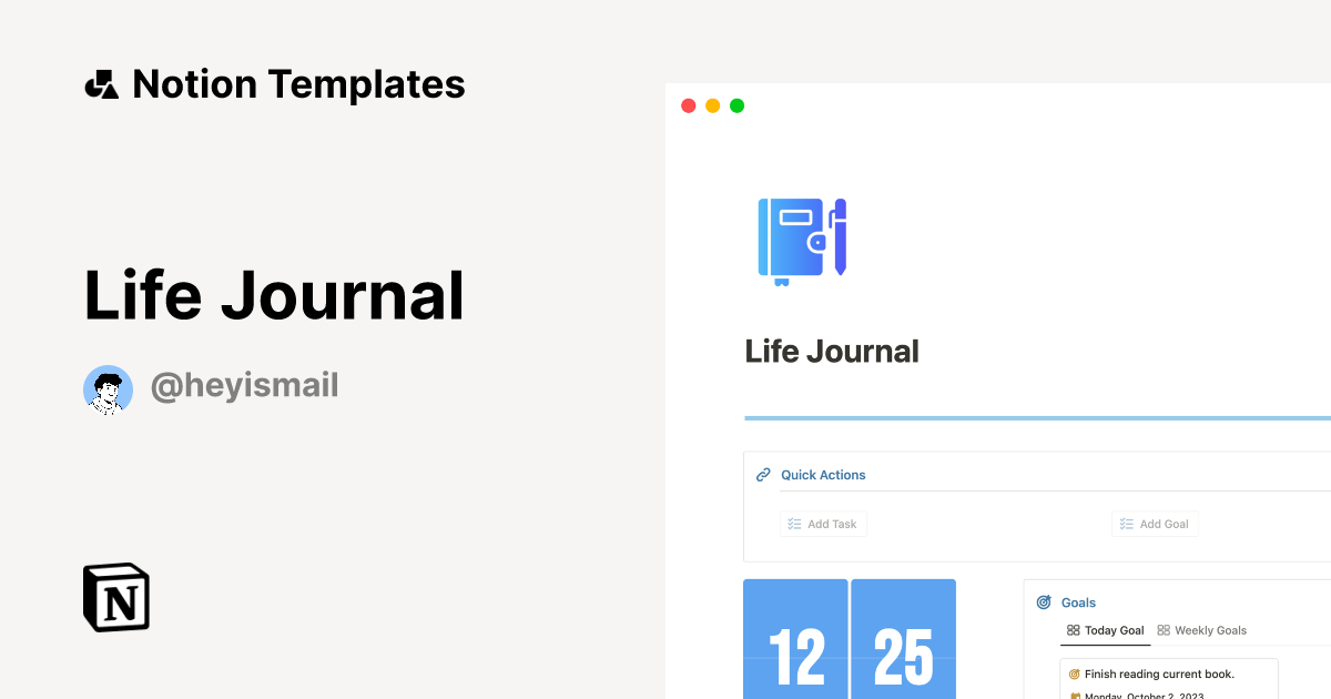 Life Journal Template by heyismail | Notion Marketplace