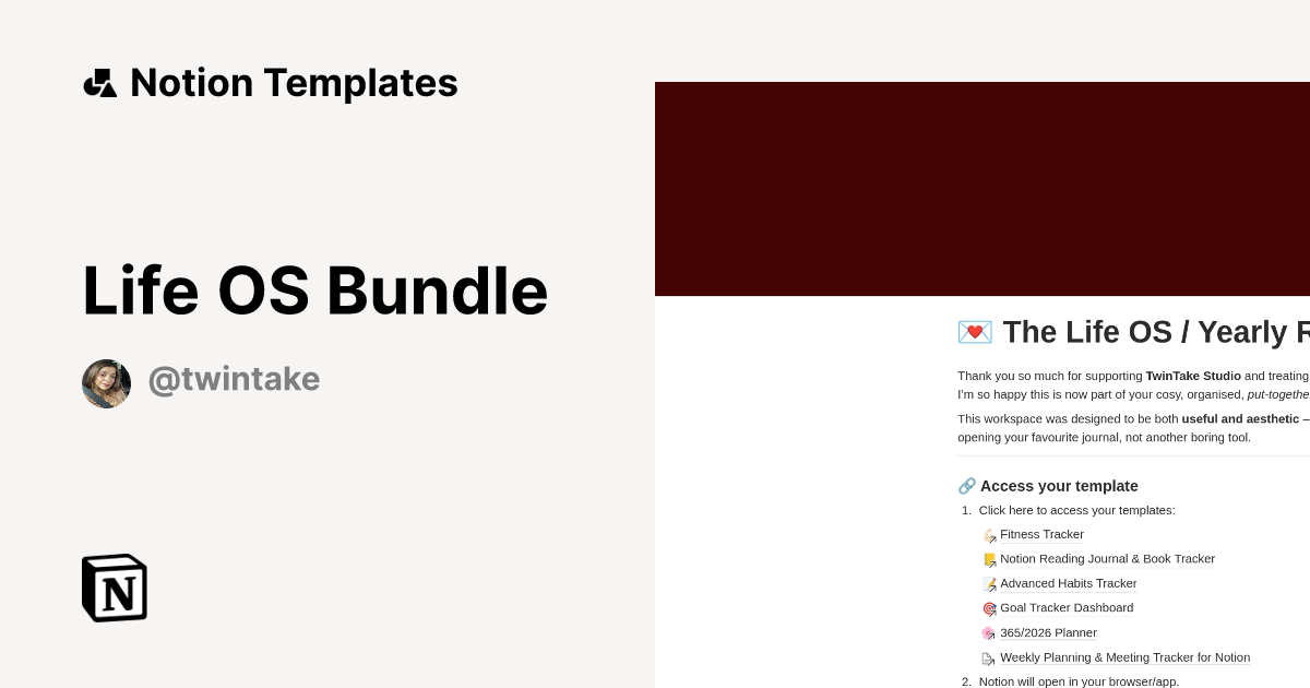 Life OS Bundle Template | Notion Marketplace