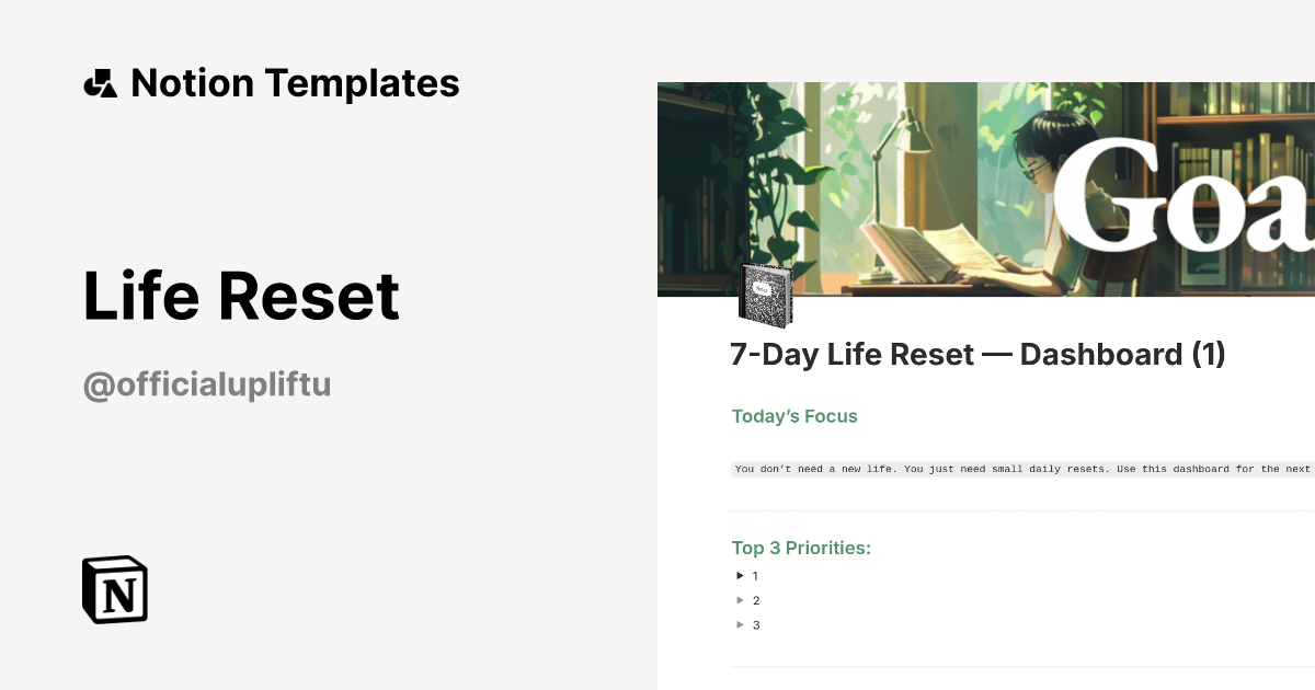 Life Reset Template | Notion Marketplace