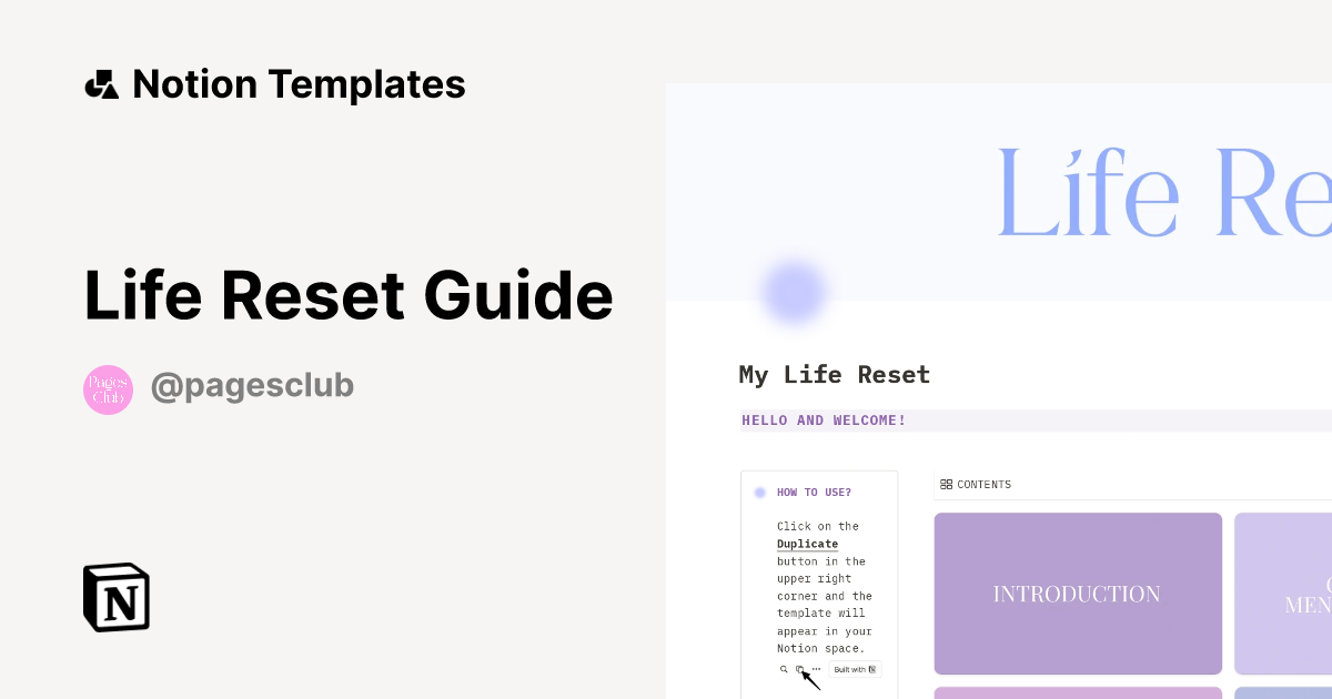 Life Reset Guide Template | Notion Marketplace