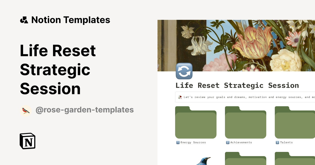 Life Reset Strategic Session Template | Notion Marketplace