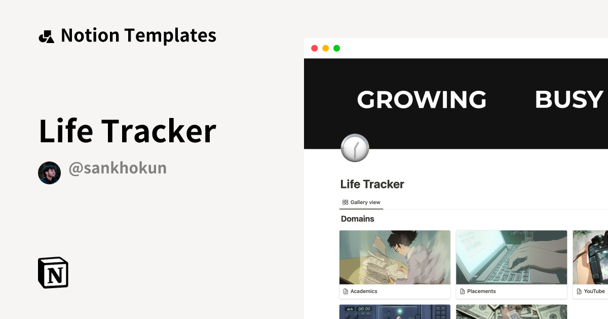 Life Tracker Template by Sankho kun | Notion Marketplace